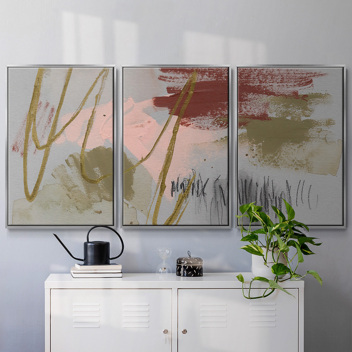 Wrought Studio™ Scribbles & Paint II - Multi Piece Framed Canvas | Wayfair